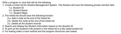 Solved Write A Program In Java That Will Do The Following 1