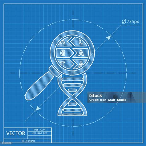 Dna 나선 벡터 청사진 아이콘입니다 분자 생물학 과학 그림 Dna에 대한 스톡 벡터 아트 및 기타 이미지 Dna 청사진