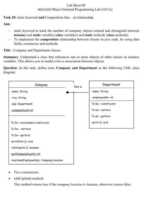 Solved Lab Sheet 08 A0312202 Object Oriented Programming Lab