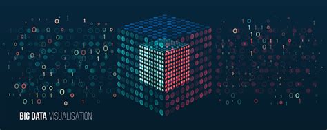 기계 알고리즘 필터링 큐브 빅 데이터 시각화 정보 분석 개념 데이터 정렬 벡터 기술 배경 사각형 배열 및 이진 코드가 있는 추상