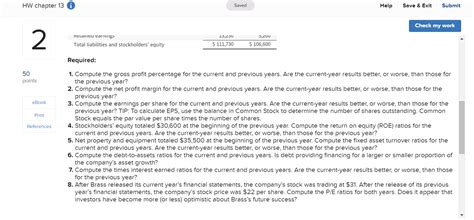 Solved Hw Chapter 13 Saved Help Save And Exit Submit Check My