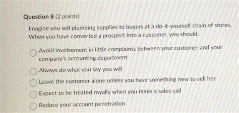 Solved Question 8 2 ﻿pointsimagine You Sell Plumbing