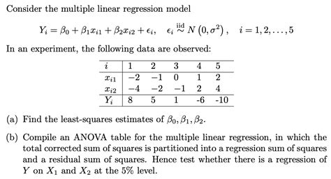 Solved Consider The Multiple Linear Regression Model Yi Bo