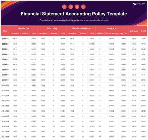Excel Of Financial Statement Accounting Policy1 Xlsx Wps Free Templates
