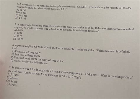 Solved 4 A Wheel Accelerates With A Constant Angular Acceleration Of