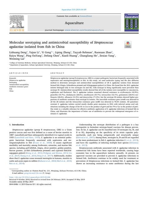 Molecular Serotyping And Antimicrobial Susceptibility Of Streptococcus