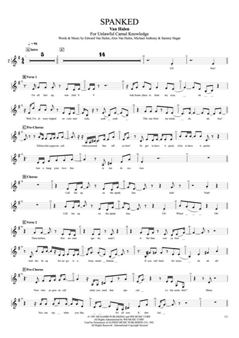Spanked Tab By Van Halen Guitar Pro Full Score Mysongbook