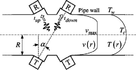 Setup For Ultrasonic Mass Flow Measurement Comprising Two Transmitters
