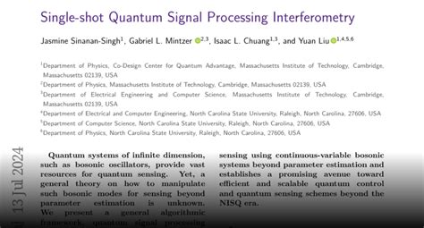 Paper Page Single Shot Quantum Signal Processing Interferometry