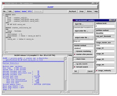 The Nusmv Gui And The Options Setting Window Download Scientific Diagram