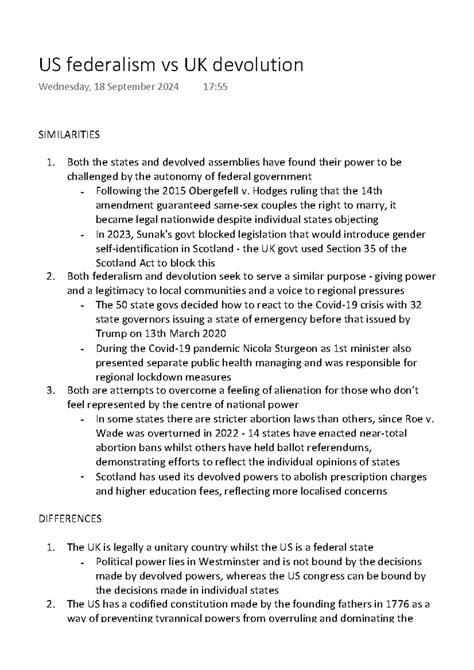 Us Federalism Vs Uk Devolution Similarities Both The States And