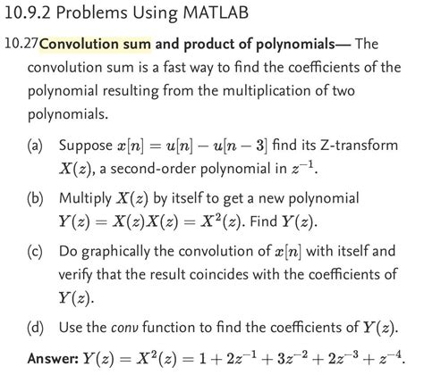 Solved 2 27Convolution Sum And Product Of Polynomials The Chegg Com