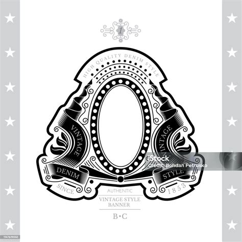 와인딩 리본 패턴 사이의 타원형 프레임 흰색 절연 팔의 코트와 빈티지 라벨 0명에 대한 스톡 벡터 아트 및 기타 이미지 0명