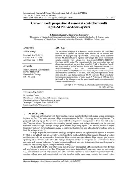 Current Mode Proportional Resonant Controlled Multi Inputsepic Re