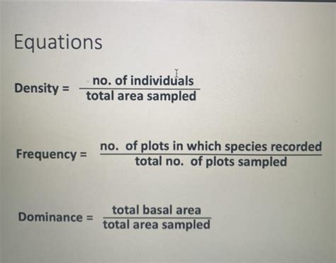 Solved Equations Density No Of Individuals Total Area Chegg Com