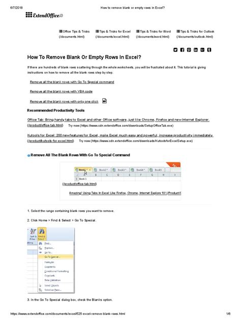 how to remove blank or empty rows in excel pdf visual basic for