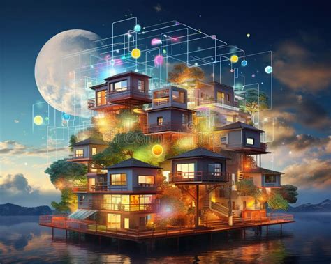Colourful Microgrid Smartgrid Concept Generative Ai Illustration