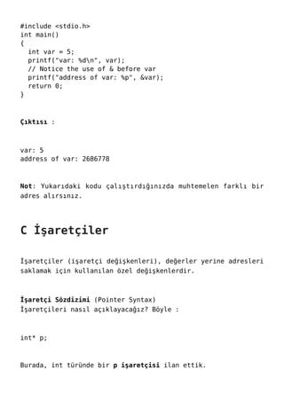 C Isaretciler Pointers PDF