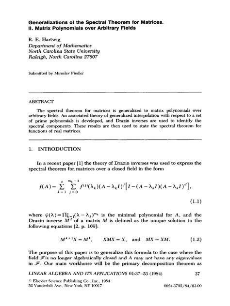pdf generalizations of the spectral theorem for matrices pdf