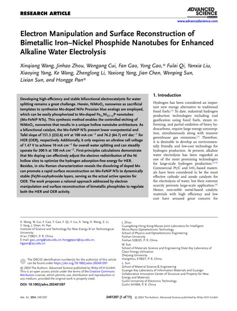 Pdf Electron Manipulation And Surface Reconstruction Of Bimetallic Ironnickel Phosphide