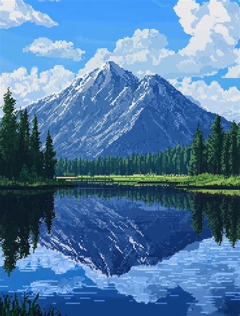Ilustrasi Lanskap Sungai Dalam Gaya Seni Piksel Gambar Ai Gratis
