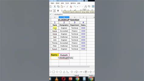 Vlookup Function In Libreoffice Calc Libreofficecalc Libreoffice