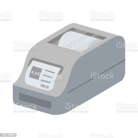바코드 프린터 흰색 배경에서 격리된 프린터 디지털 라벨입니다 바코드에 대한 스톡 벡터 아트 및 기타 이미지 바코드 바코드