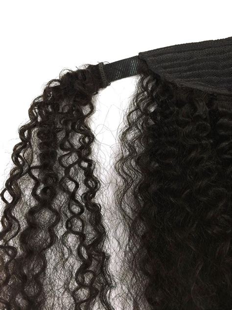 Inch Wrap Around Human Hair Ponytail In Kinky Curly B