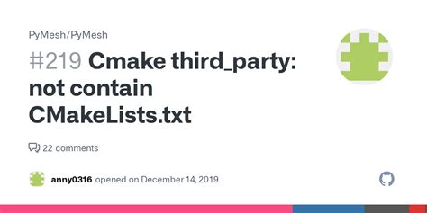 Cmake Thirdparty Not Contain Cmakeliststxt · Issue 219 · Pymeshpymesh · Github