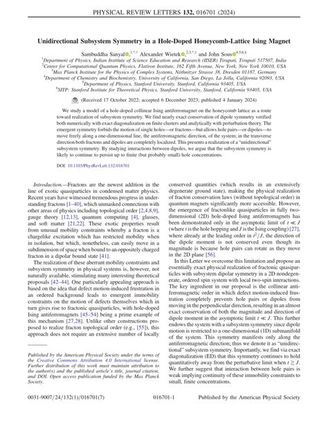 Pdf Unidirectional Subsystem Symmetry In A Hole Doped Honeycomb Lattice Ising Magnet
