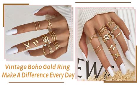 Zovoli Juego De Anillos De Oro Para Mujer Diseño Bohemio Apilable