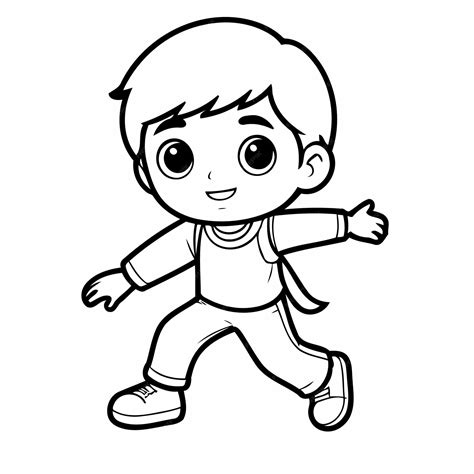 어린이를 위한 소년 그림 색칠 활동의 간단한 터 일러스트레이션 프리미엄 벡터