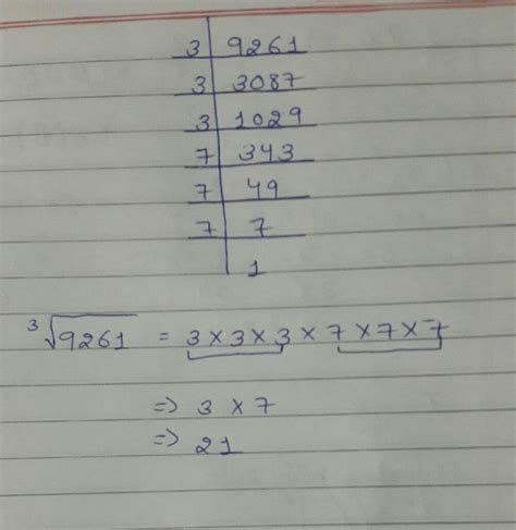 Find The Cube Root Of 9261 By Factorization