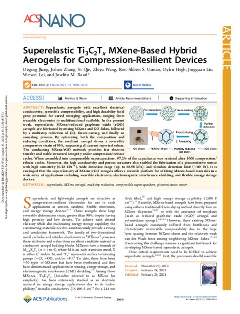 pdf superelastic ti 3 c 2 t x mxene based hybrid aerogels for