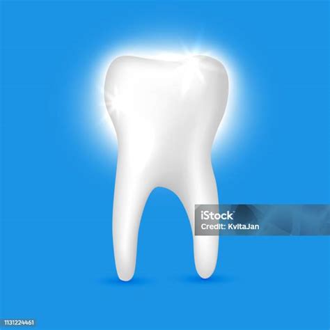 파란색 배경에 아름 다운 현실적인 반짝 하얀 치아 치과 벡터 3차원 형태에 대한 스톡 벡터 아트 및 기타 이미지 3차원 형태
