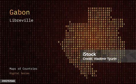 Gabon Map Shown In Binary Code Pattern Matrix Numbers Zero One Stock
