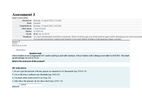 FAC Assessment Feedback And Results Summary Semester Studocu