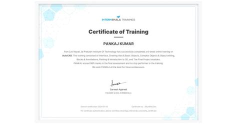 Pankaj Kumar On Linkedin Successfully Completed The Autocad Training From Internshala Trainings