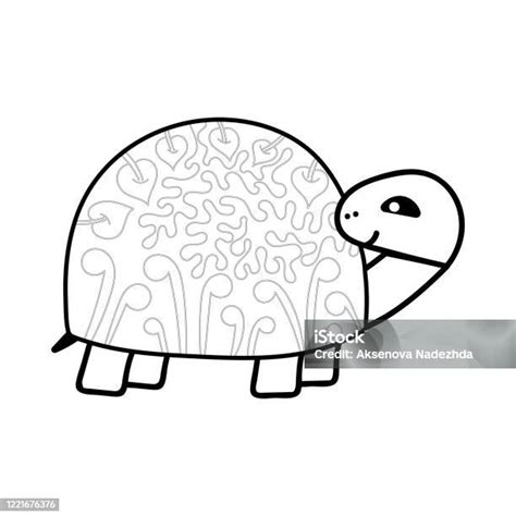 손으로 그린 색칠 공부 책 귀여운 거북이 어린이를위한 안티 스트레스 색칠 페이지 벡터 일러스트레이션 0명에 대한 스톡 벡터 아트 및 기타 이미지 Istock