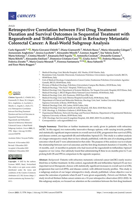 Pdf Retrospective Correlation Between First Drug Treatment Duration And Survival Outcomes In