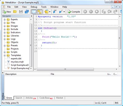 Example Of Program Creation Metaeditor Help