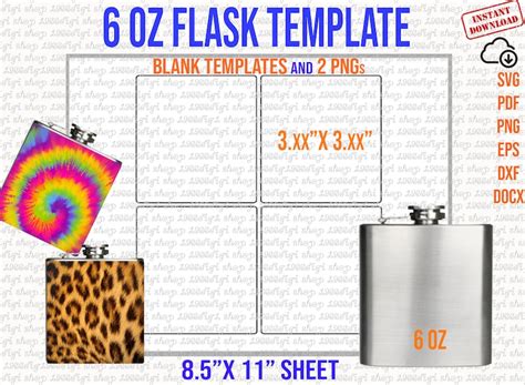 Flask Svg Flask Template Flask 6 Oz Template Alcohol Svg Flask Svg Designs Liquid Patience