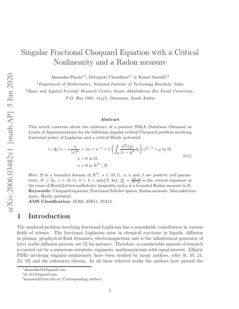 Pdf A Critical Fractional Choquard Problem Involving A Singular
