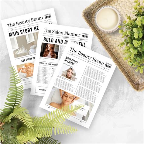 Editable Newspaper Template For Beauty Salon Promo Newsletter