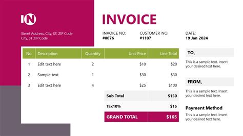Invoice Template For Powerpoint Slidemodel