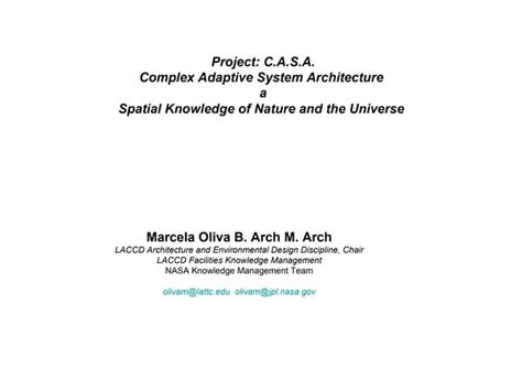 Complex Adaptive System Architecture By Marcela Oliva B Ppt