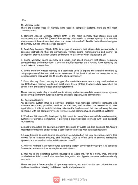 Sec Wps Office Pdf Computer Data Storage Spreadsheet