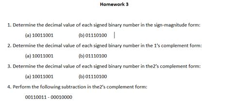 Solved Homework 3 1 Determine The Decimal Value Of Each