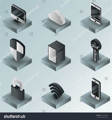 Cybersecurity Color Gradient Isometric Icons Vector De Stock Libre De Regalías 1138525808