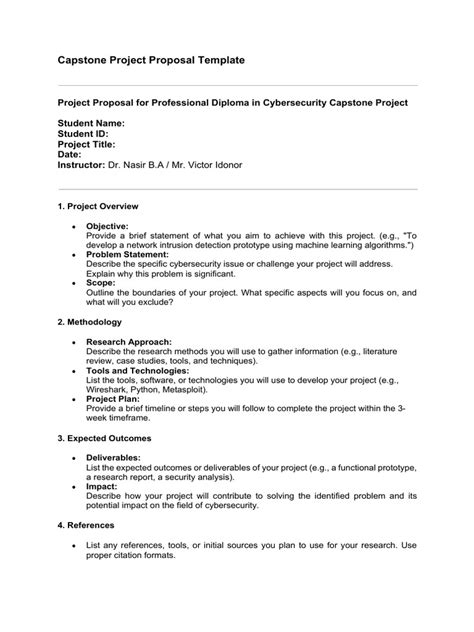 Capstone Project Proposal Template Pdf